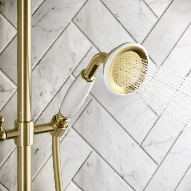 Nevis Thermostatic Shower Set with Hand Shower | Brushed Brass