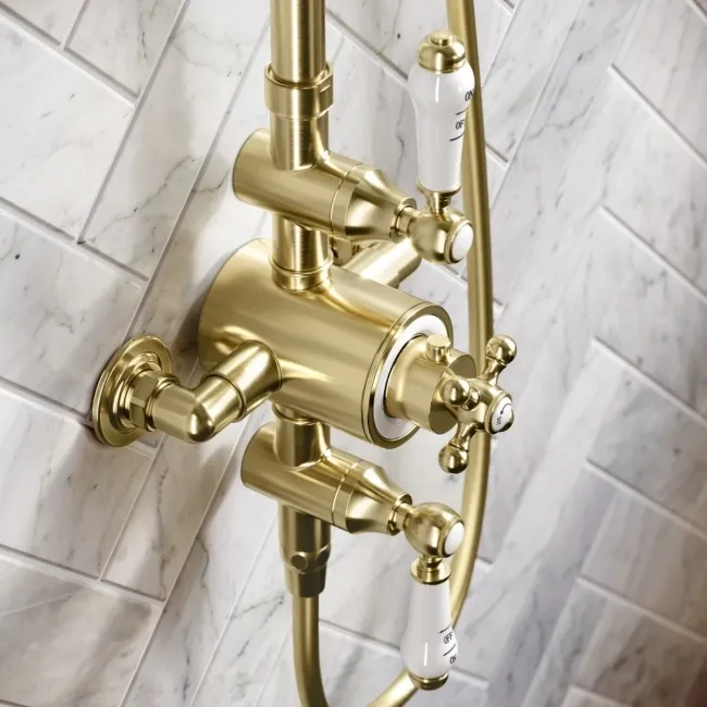 Nevis Thermostatic Shower Set with Hand Shower | Brushed Brass