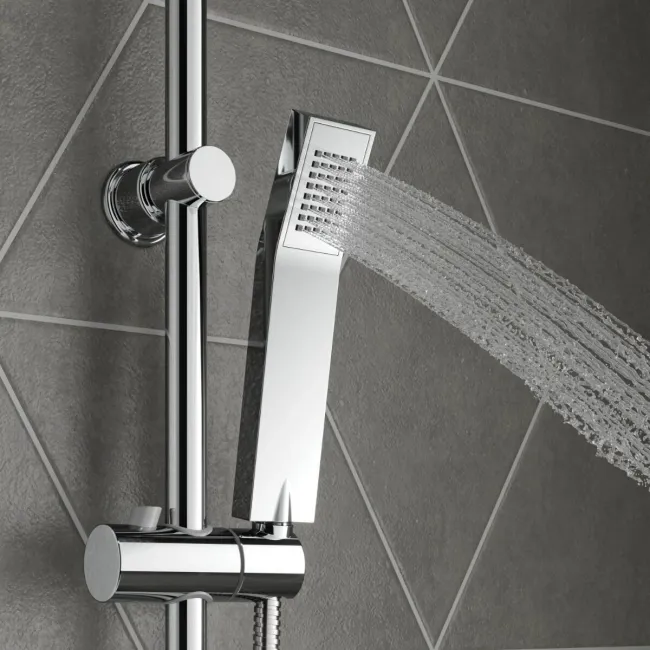 Lismore Square Chrome Shower Riser Kit | Bathroom Mountain