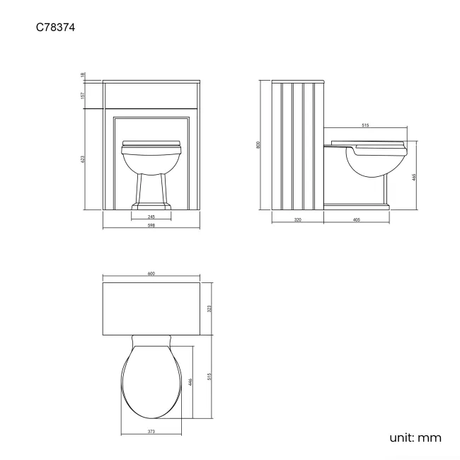 Traditional Inky Blue Back To Wall Unit and Hudson Toilet with Wooden Seat