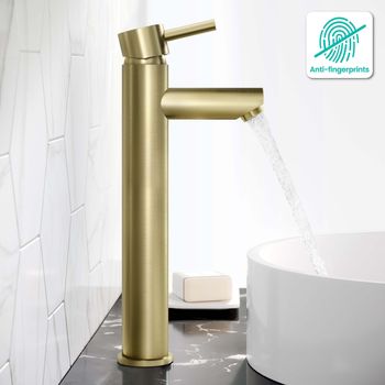 Wye High Rise Basin Mixer Tap | Brushed Brass | Bathroom Mountain