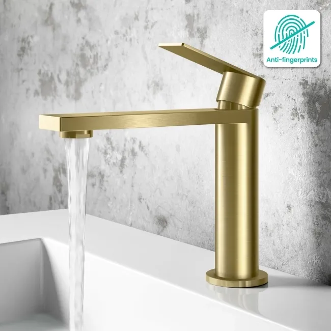 Tees Brushed Brass Basin Mixer Tap