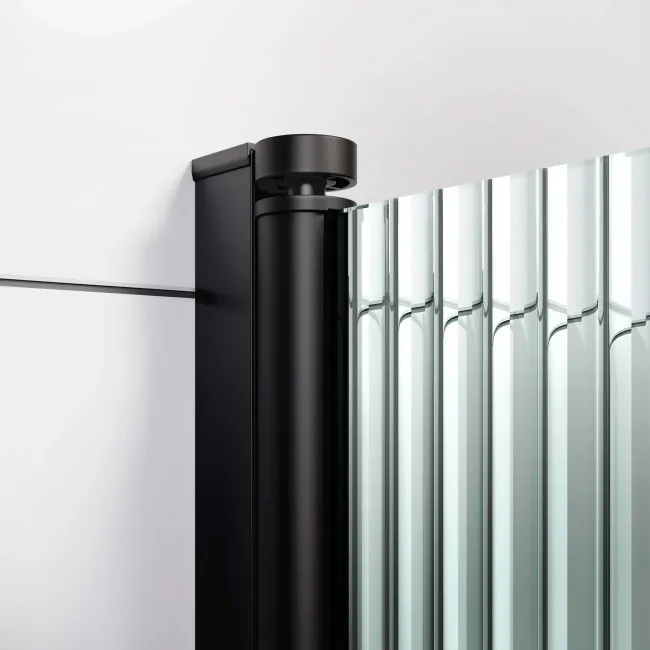 Geneva Black Fluted Bath Screen | Easy Clean | 800mm