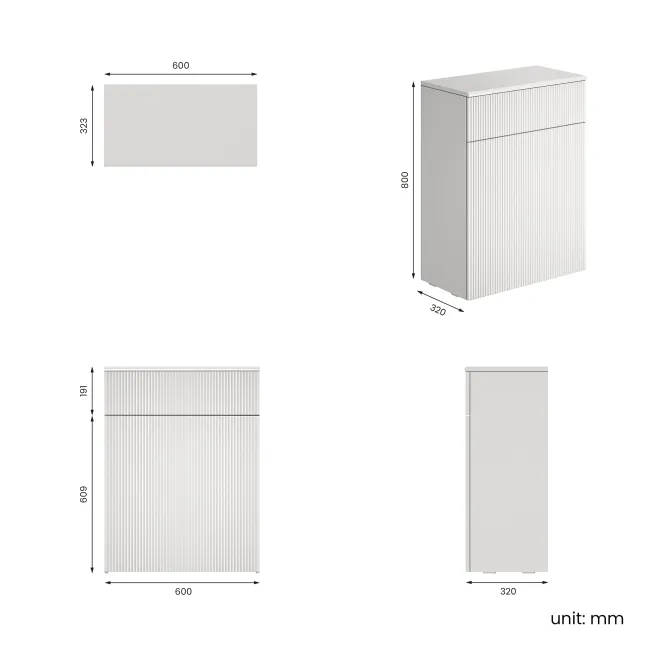 Sicily 600mm Toilet Unit – Fluted Design in Coastal White Finish