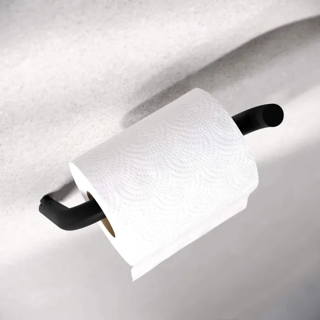 Freya Matt Black Toilet Roll Holder | Bathroom Mountain