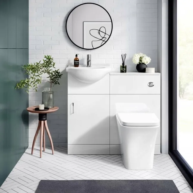 Quartz Gloss White Combo Vanity & Houston Toilet | 950mm