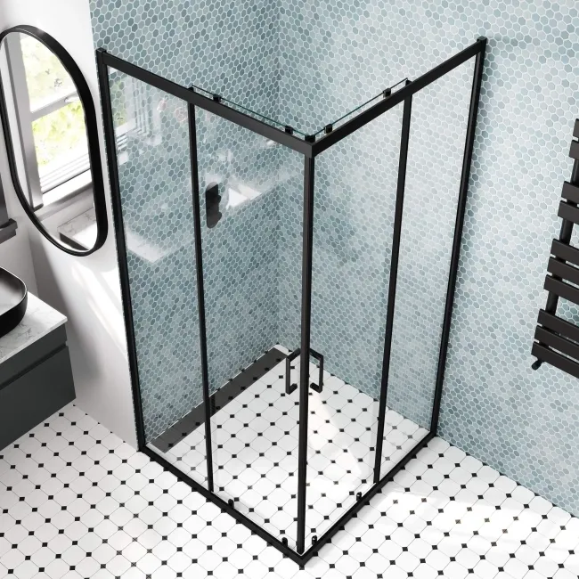 London Matt Black Corner Entry Shower Enclosure