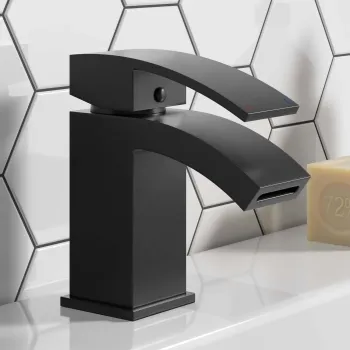 Elba Graphite Grey Wall Hung Basin Drawer Vanity 600mm with Matt Black ...