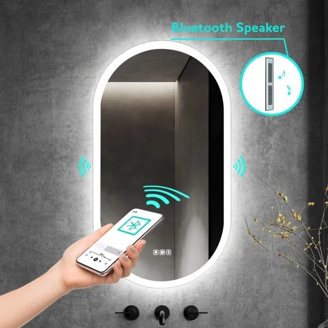 Alisha Oval Illuminated LED Mirror with Bluetooth Speaker