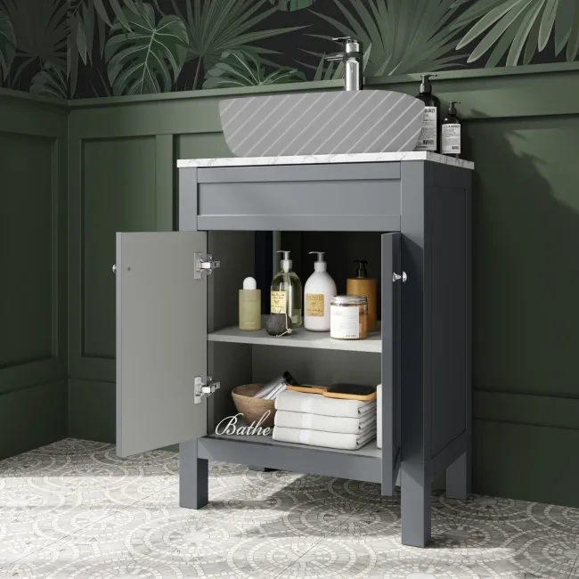 Bermuda Dove Grey Cabinet with Marble Top - Excludes Basin