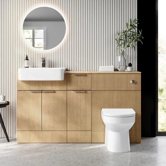 Sicily Country Oak Vanity Basin & Miami Toilet 1500mm Chrome