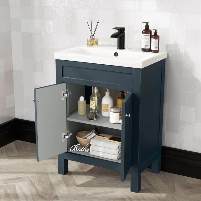 Bermuda Inky Blue Basin Vanity Drawer & Back To Wall Toilet