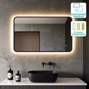 Mila Black Framed Backlit LED Mirror | 600x1000mm