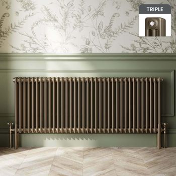 Antique Triple Column Horizontal Radiator | 600x1595mm