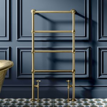 Gibraltar Floor Standing Brass Towel Rail | 1200x600mm
