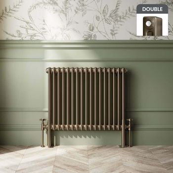 Athens Antique Double Column Horizontal Radiator | 600x785mm
