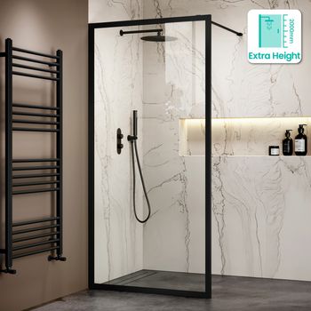 Antwerp Matt Black 1000mm Wet Room Glass Panel | Bathroom Mountain