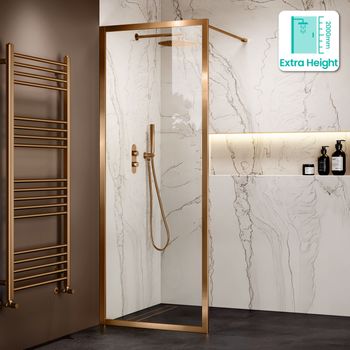 Antwerp Copper 700mm Wet Room Glass Panel | Bathroom Mountain