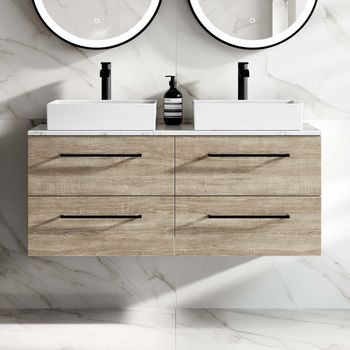 Elba Double Vanity Marble Top & Cody Basin | 1200mm Black